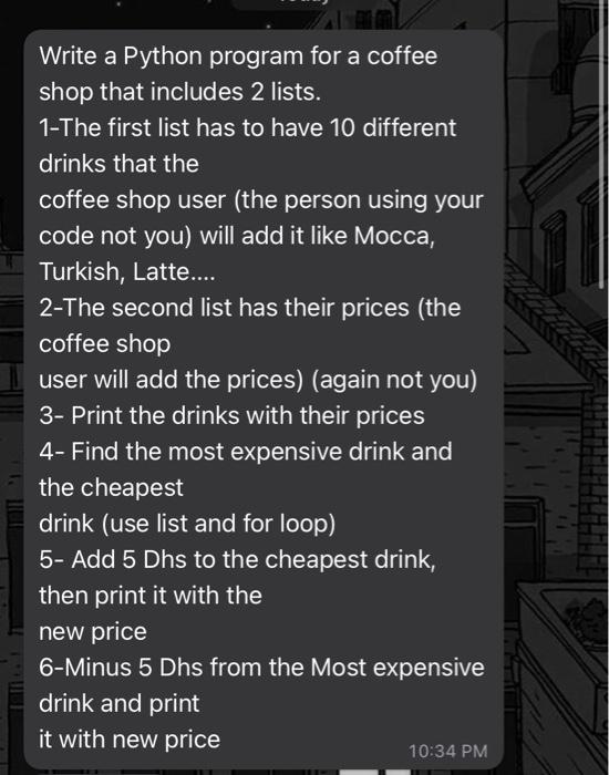 Solved Write a Python program for a coffee shop that | Chegg.com