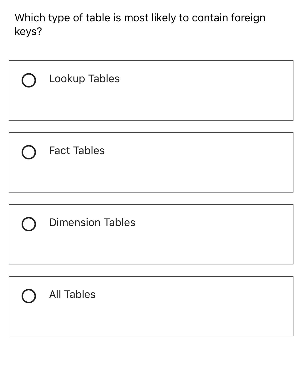 Solved Which type of table is most likely to contain foreign | Chegg.com