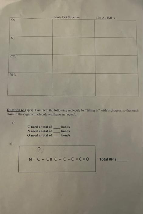 Solved Question 6: (3pts) Complete the following molecule by | Chegg.com