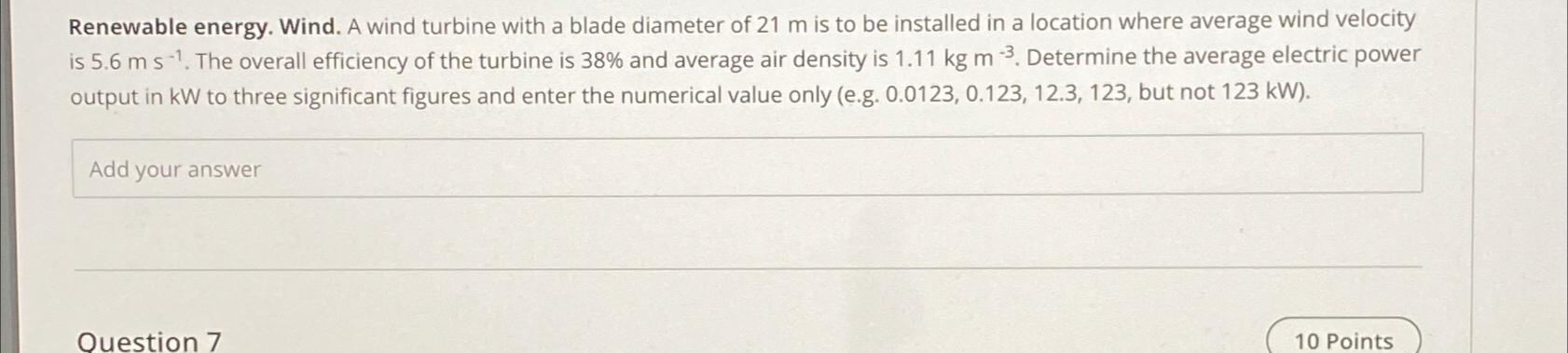 Solved Renewable energy. Wind. A wind turbine with a blade | Chegg.com