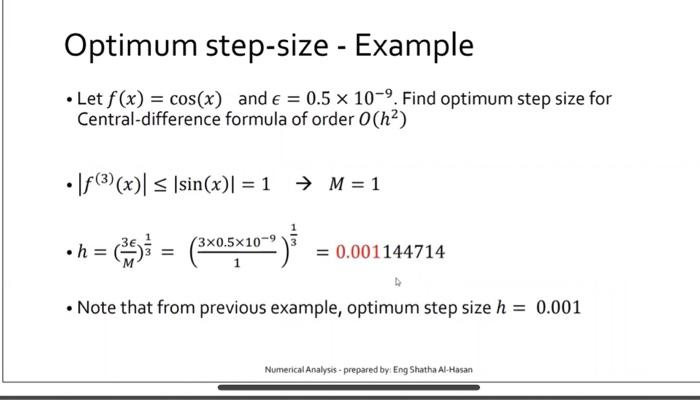 Solved Central-difference formula - Example • Let f(x) = | Chegg.com