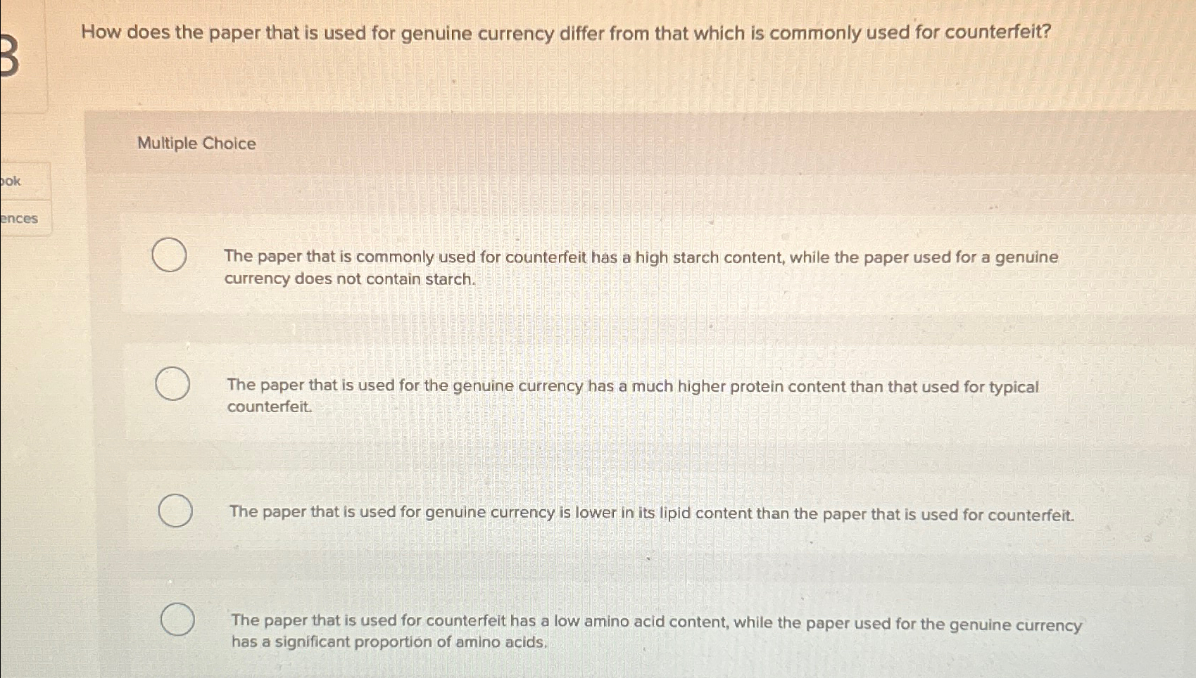 Solved How does the paper that is used for genuine currency | Chegg.com
