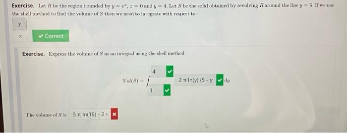 Solved Exercise. Let R be the region bounded by y=ex,x=0 and | Chegg.com