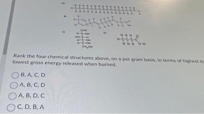 Solved Rank the four chemical structures above, on a per | Chegg.com