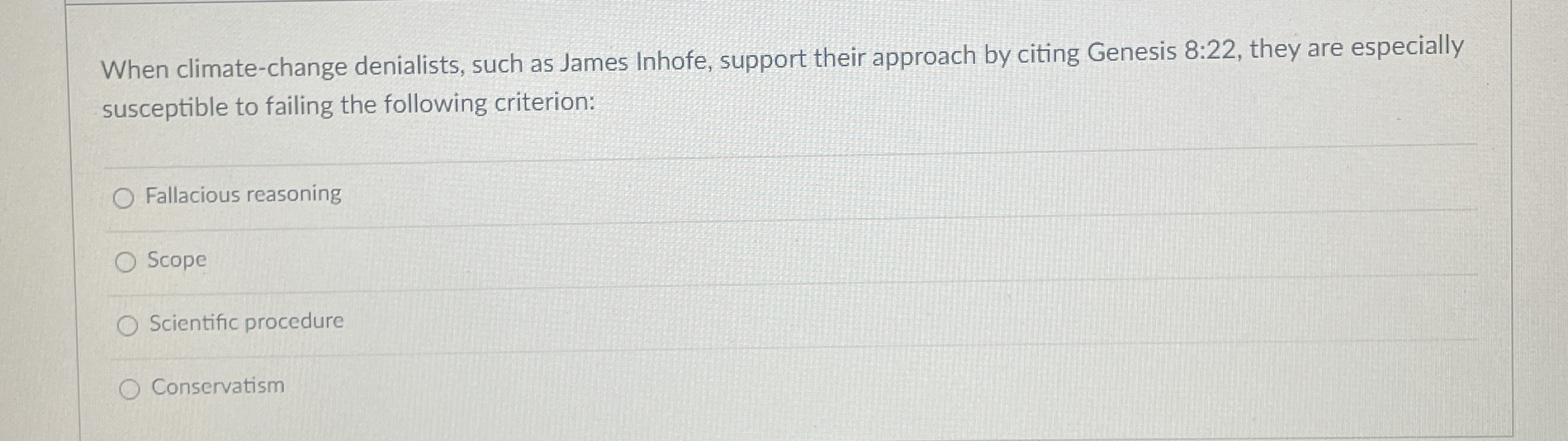 Solved When climate-change denialists, such as James Inhofe, | Chegg.com