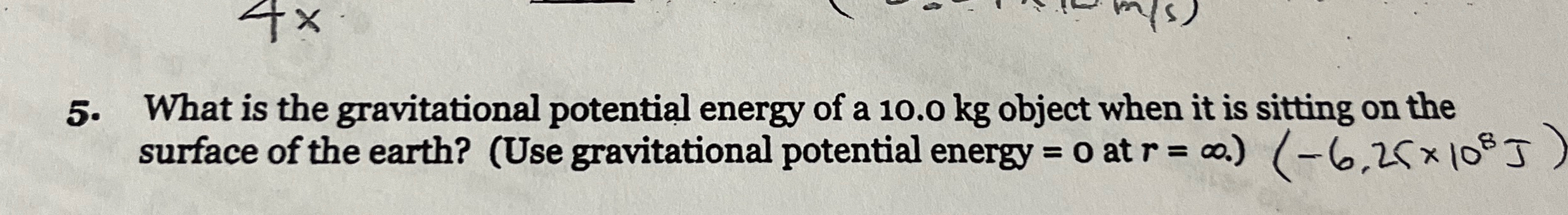 Solved What is the gravitational potential energy of a | Chegg.com