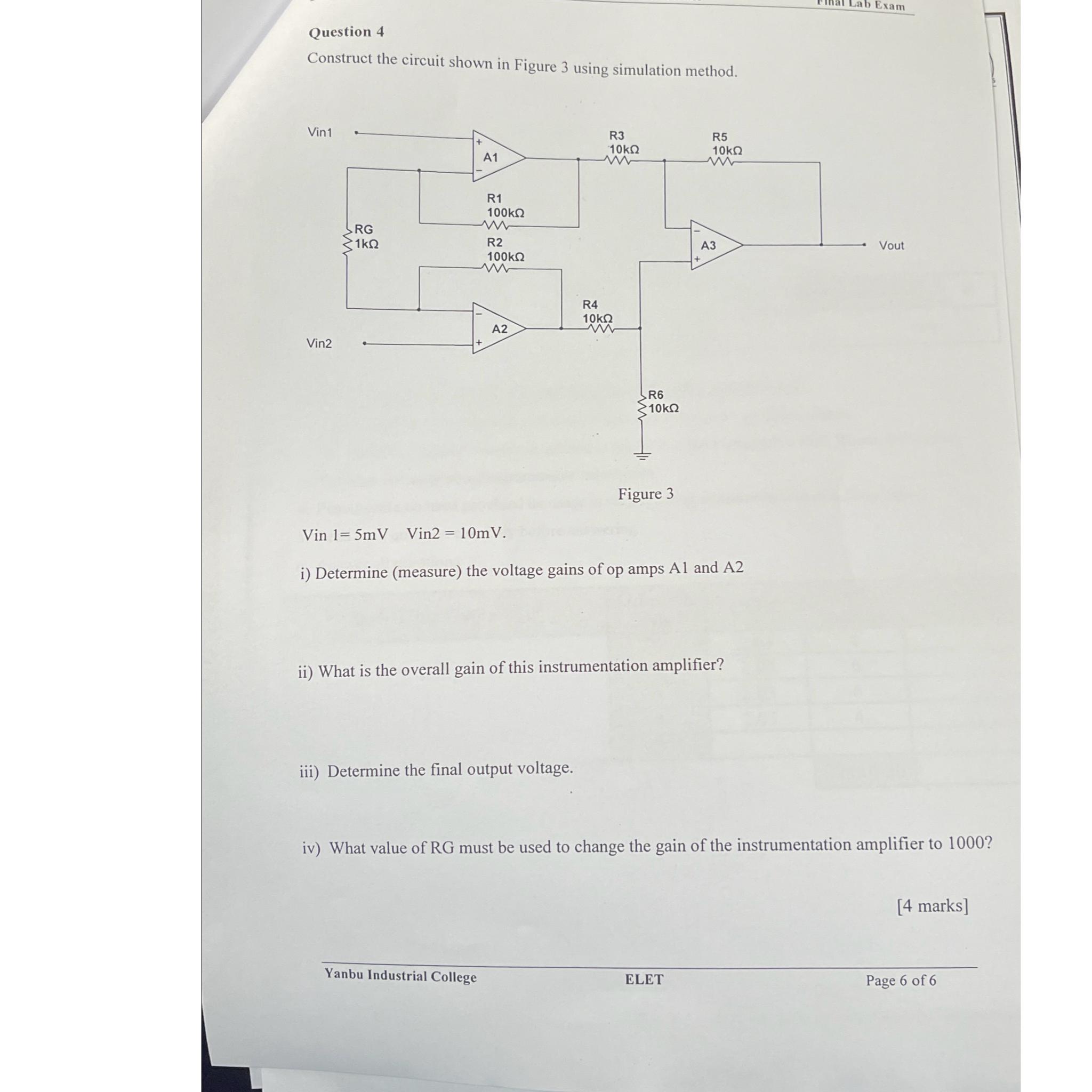 Solved Question 4Construct the circuit shown in Figure 3 | Chegg.com