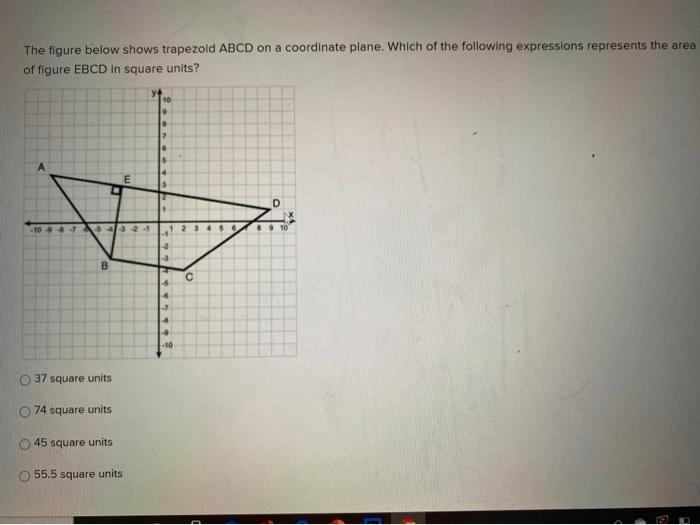 Solved The figure below shows trapezoid ABCD on a coordinate | Chegg.com Solved The figure below shows trapezoid ABCD on a coordinate | Chegg.com