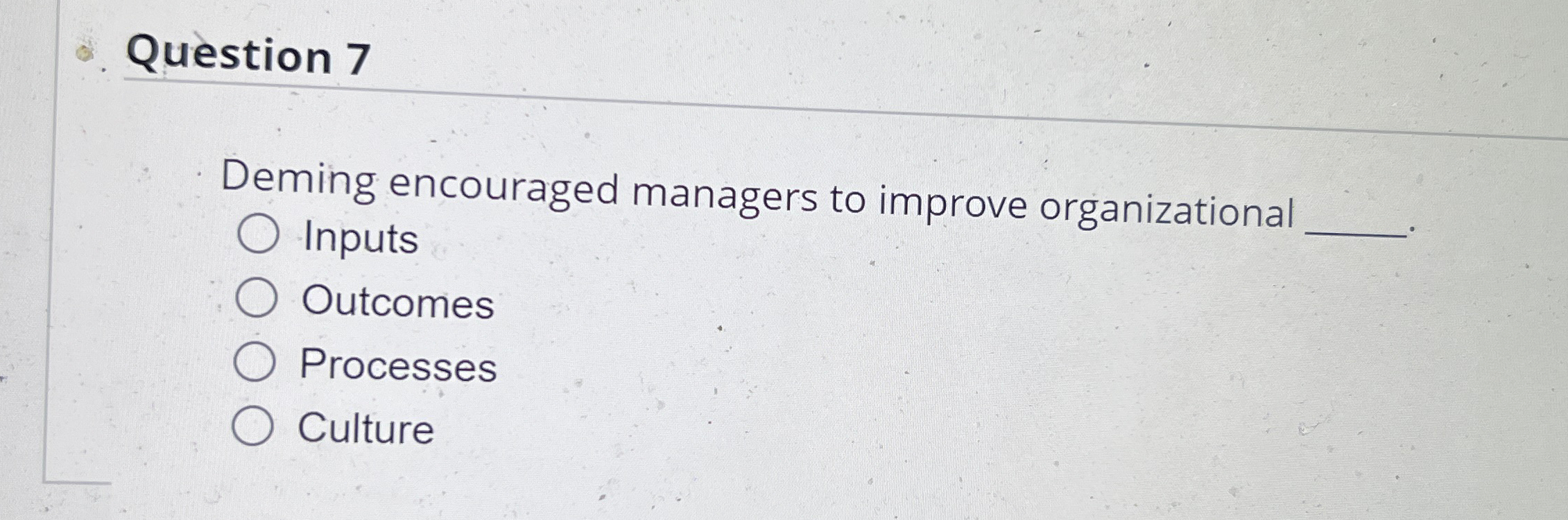 Solved Question 7Deming encouraged managers to improve | Chegg.com