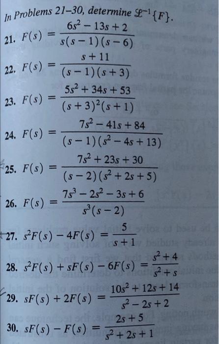 Solved In Problems 21-30, determine L−1{F}. 21. | Chegg.com