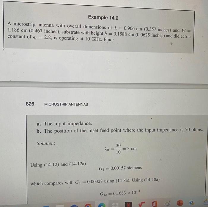 Solved Example 14.2 A microstrip antenna with overall | Chegg.com
