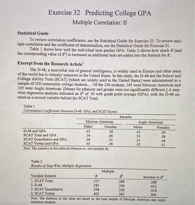 Multiple Correlation: II Statistical Guide To review | Chegg.com