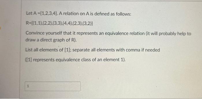 Solved Let A=[1,2,3,4}. A relation on A is defined as | Chegg.com