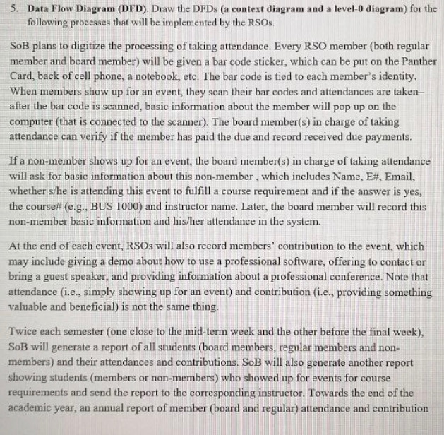 5. Data Flow Diagram (DFD). Draw the DFDs (a context | Chegg.com