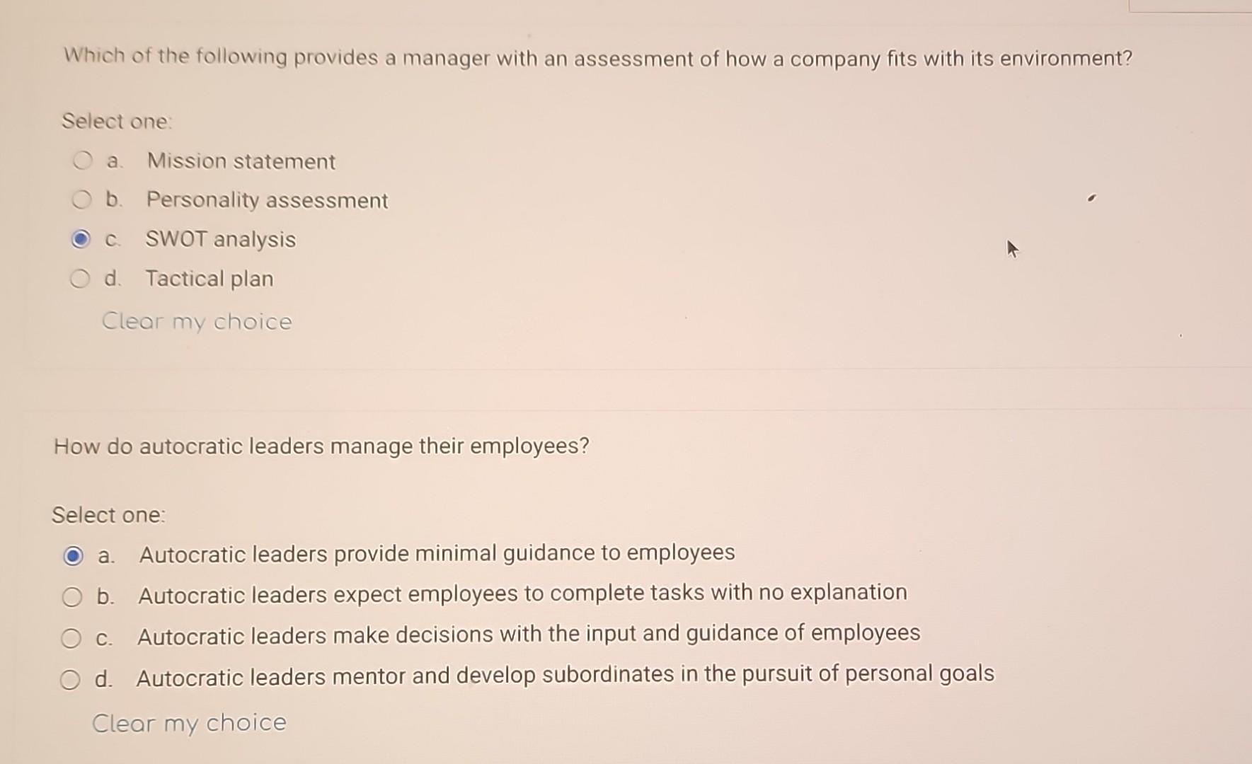 Solved Which of the following provides a manager with an | Chegg.com