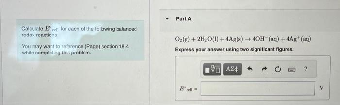 Solved Calculate E∘ cell for each of the following balanced | Chegg.com