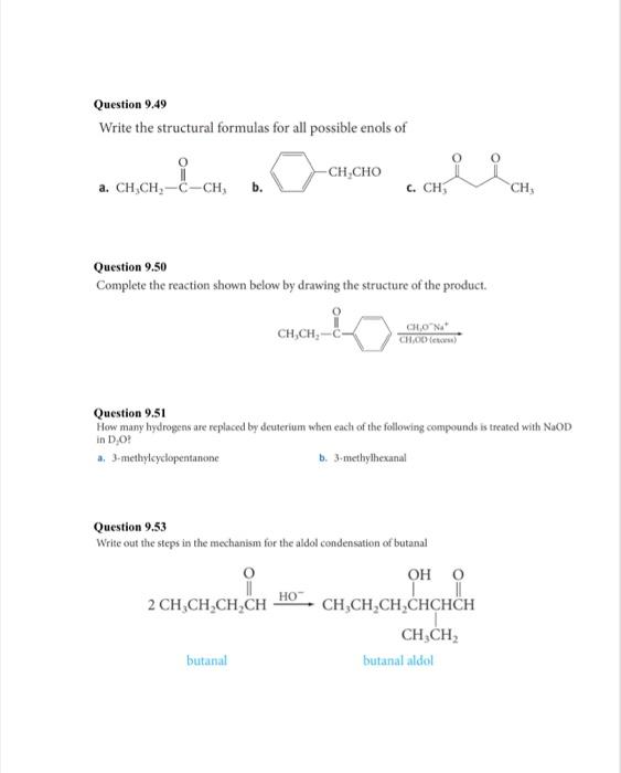 Solved Question 9.49 Write the structural formulas for all | Chegg.com