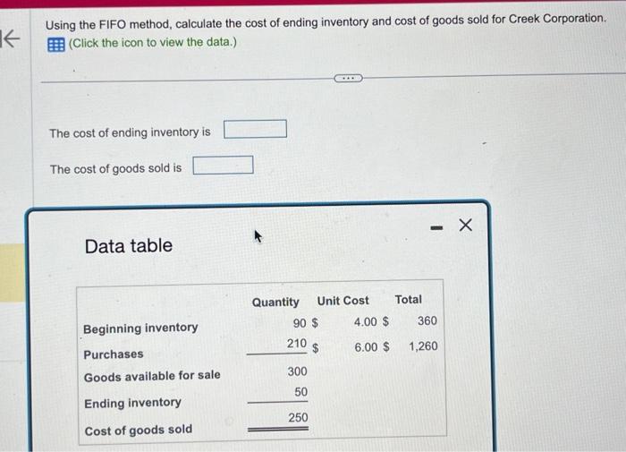 Solved Using the FIFO method, calculate the cost of ending | Chegg.com