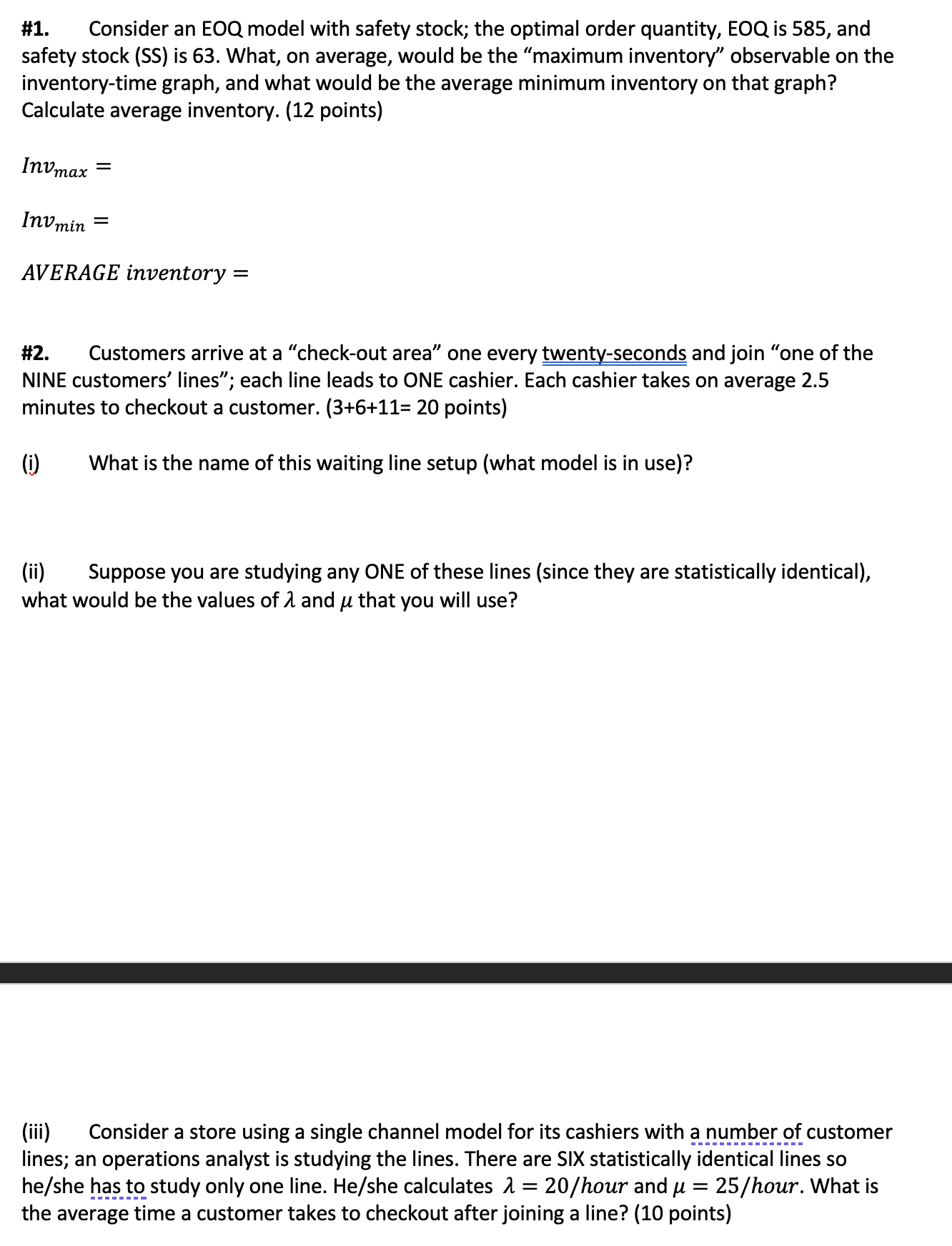 Solved #1. ﻿Consider an EOQ model with safety stock; the | Chegg.com