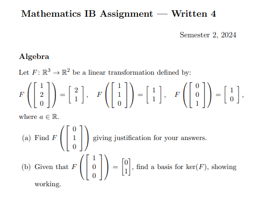Mathematics IB Assignment - ﻿Written 4Semester | Chegg.com