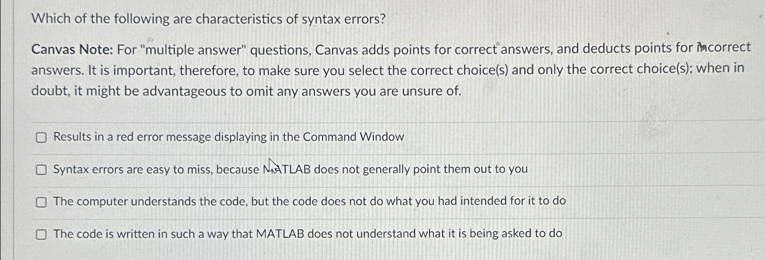 Solved Which of the following are characteristics of syntax | Chegg.com