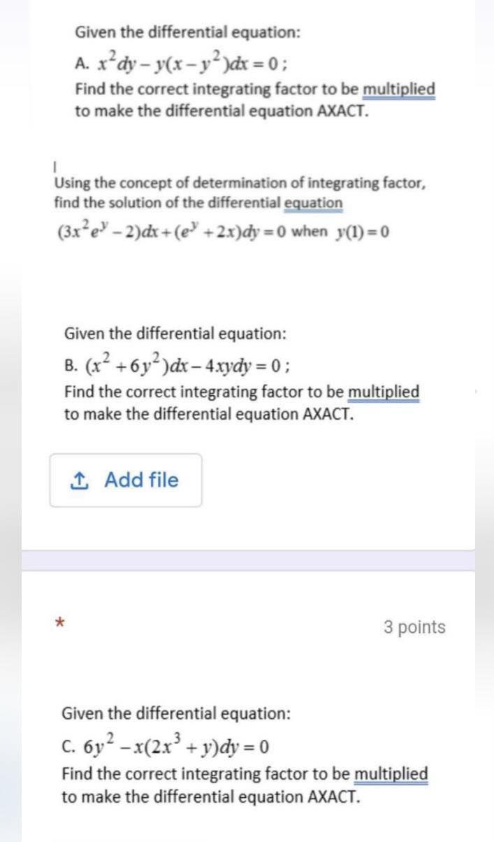 Solved Given the differential | Chegg.com