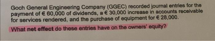 Solved Goch General Engineering Company (GGEC) recorded | Chegg.com
