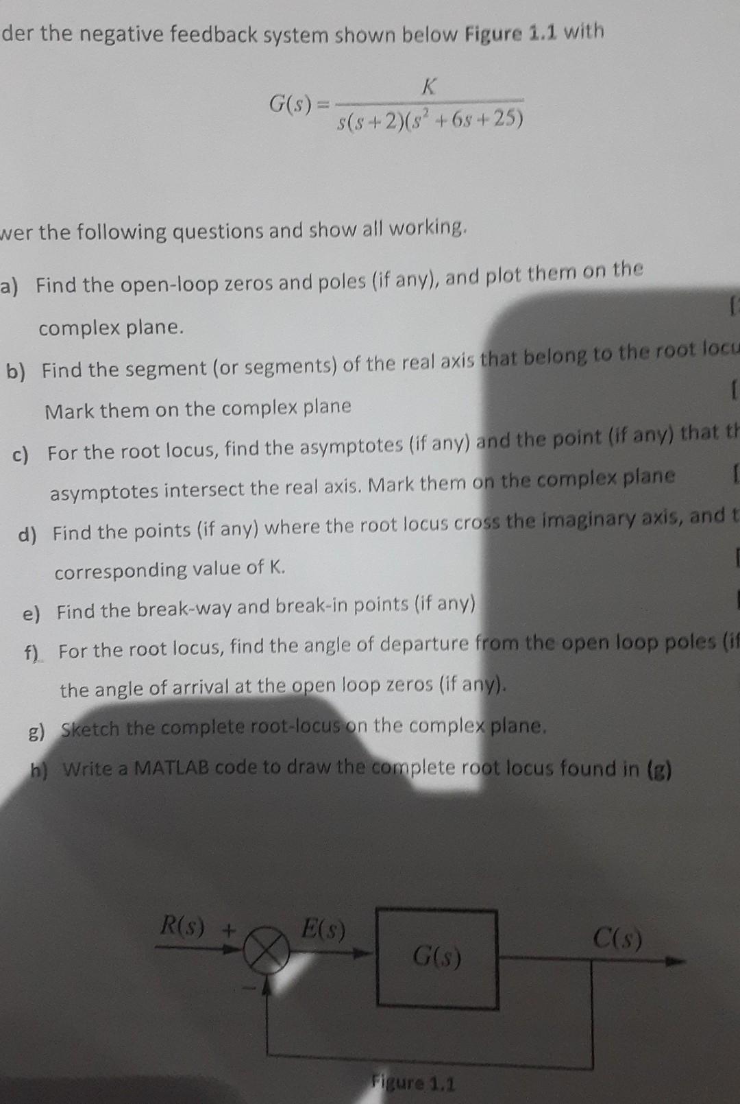 Solved der the negative feedback system shown below Figure | Chegg.com