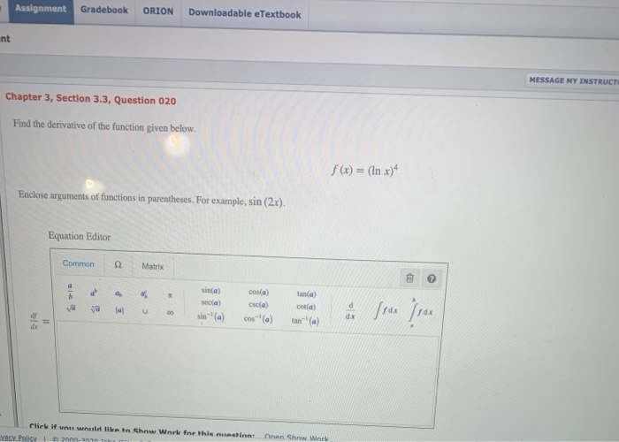 Solved Assignment Gradebook ORION Downloadable eTextbook nt | Chegg.com