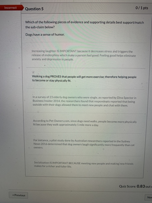 Solved 0/1pts Incorrect Question 5 Which of the following | Chegg.com