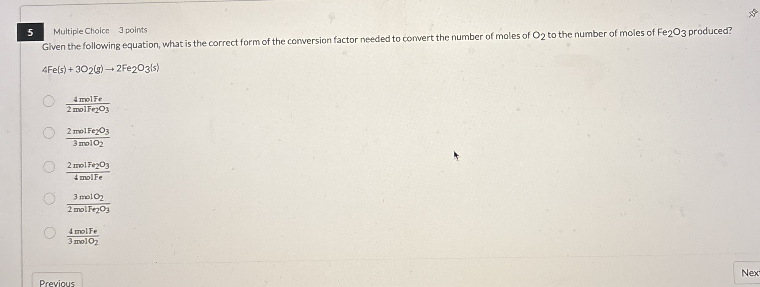 5Multiple Choice3 ﻿pointsGiven the following | Chegg.com