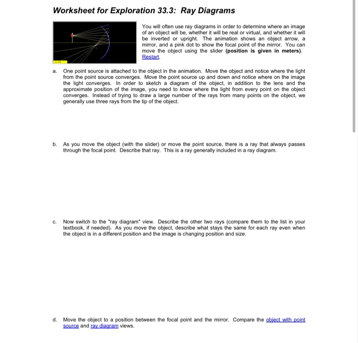 Solved Worksheet for Exploration 33.3: Ray Diagrams You will | Chegg.com