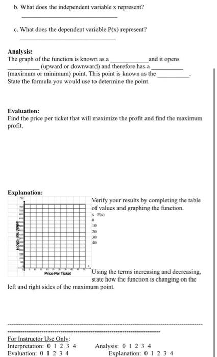 Solved b. What does the independent variable x represent? c. | Chegg.com