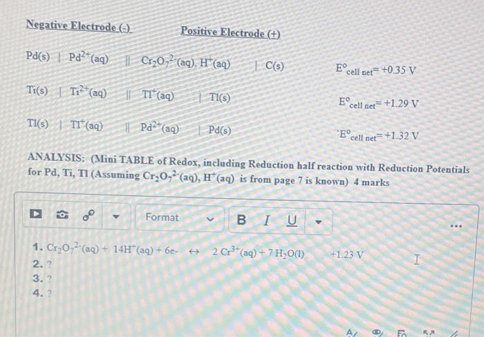 Solved Lab Exercise DEVELOPING a REDOX TABLE We can use | Chegg.com