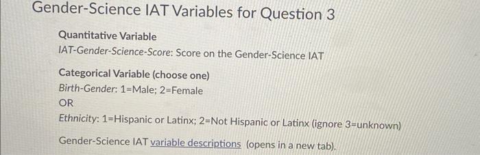 Solved a. Which IAT data set are you working with? b. Use | Chegg.com