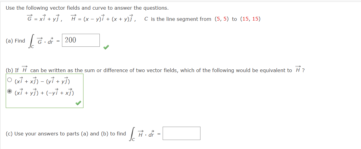 Solved Use the following vector fields and curve to answer | Chegg.com