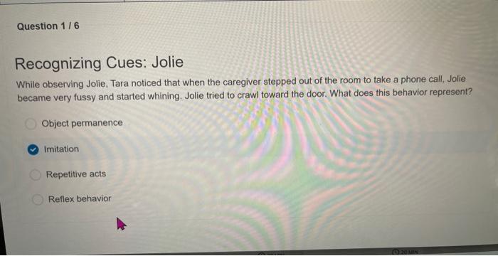 Solved Recognizing Cues: Jolie While observing Jolie, Tara | Chegg.com