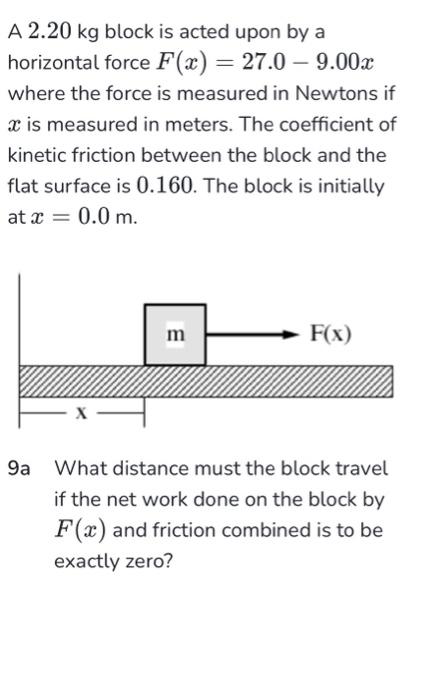Solved A 2.20 kg block is acted upon by a horizontal force | Chegg.com
