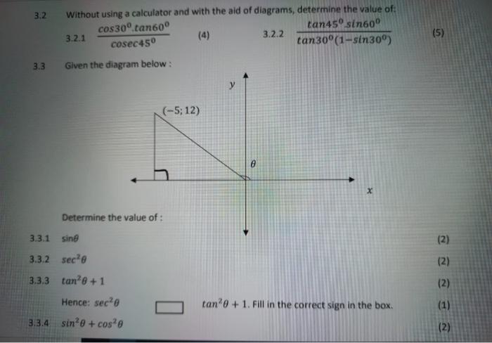 Solved 3.2 (5) ) Without using a calculator and with the aid | Chegg.com