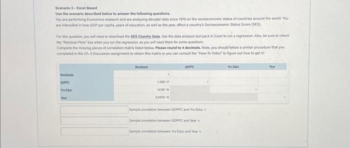 Solved Scenario 3 -Excel Based Use the secorilo described | Chegg.com