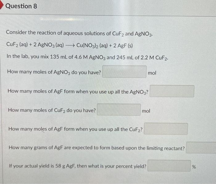 Solved Consider the reaction of aqueous solutions of CuF2 | Chegg.com
