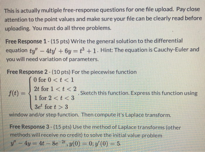 Solved This is actually multiple free-response questions for | Chegg.com