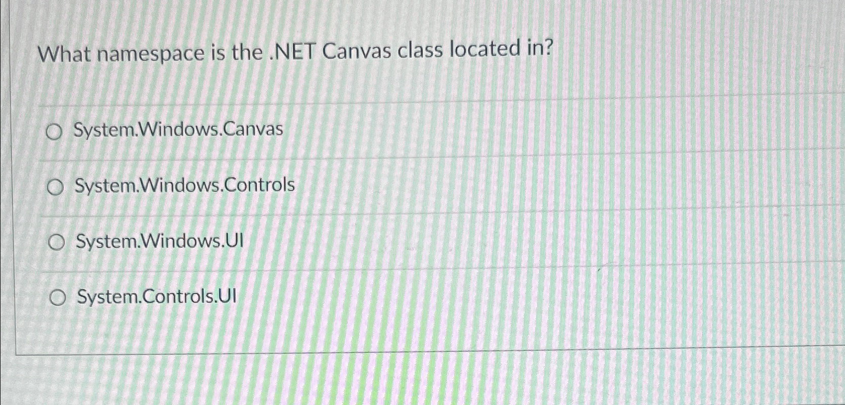 Solved What namespace is the .NET Canvas class located | Chegg.com
