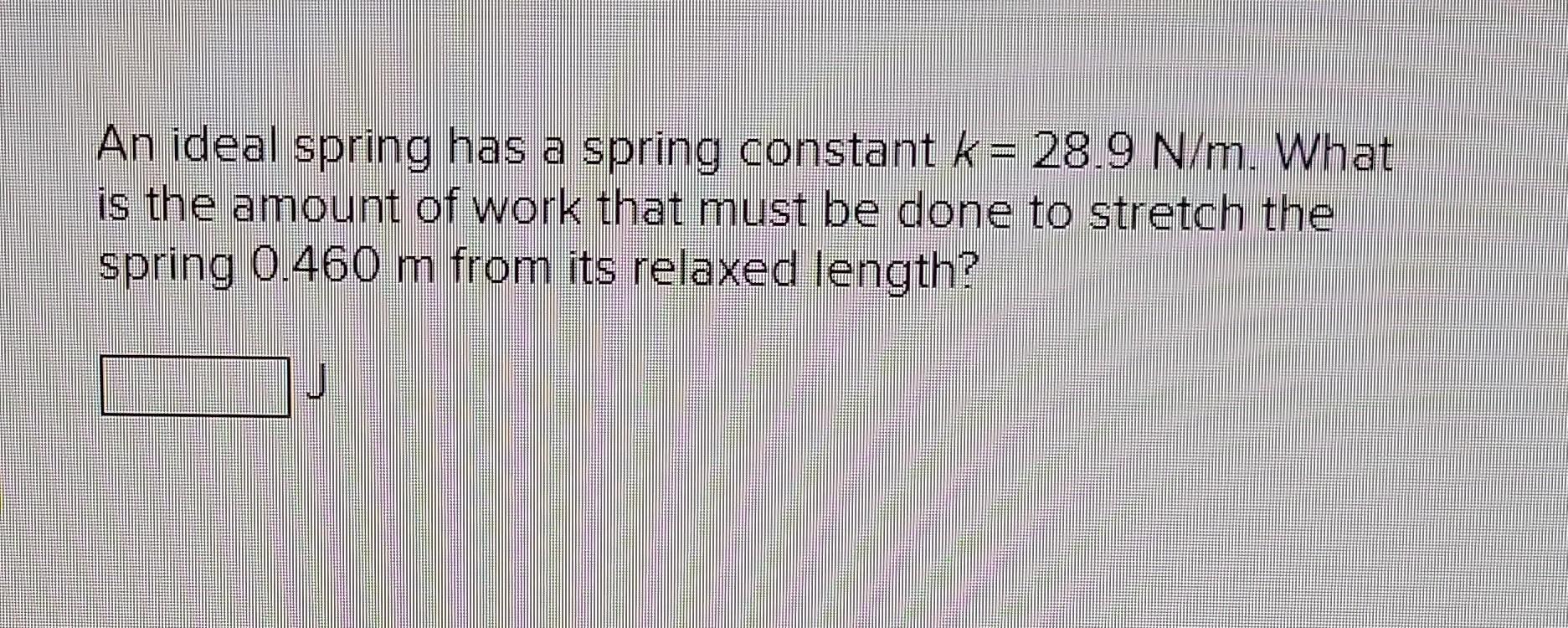 Solved An ideal spring has a spring constant k=28.9 N/m. | Chegg.com
