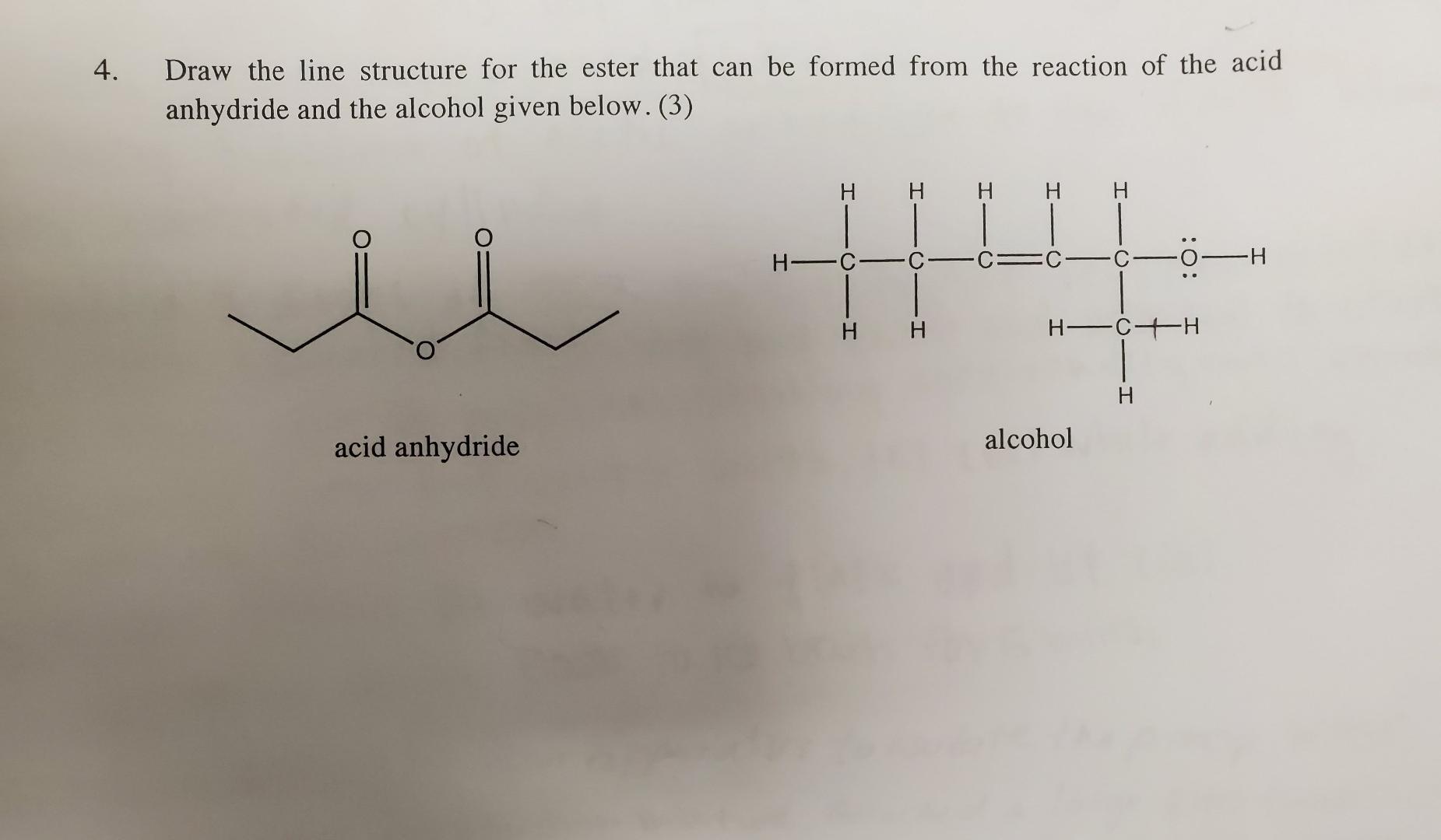 Solved Draw the line structure for the ester that can be | Chegg.com
