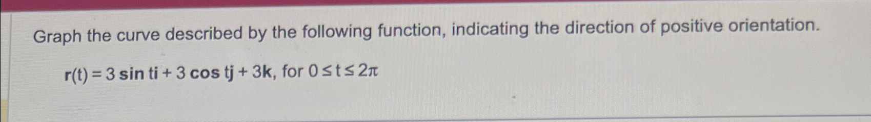 Solved Graph the curve described by the following function, | Chegg.com