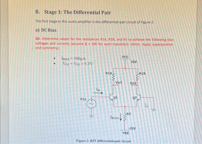 Solved B. Stage 1: The Differential Pair The first stage in | Chegg.com