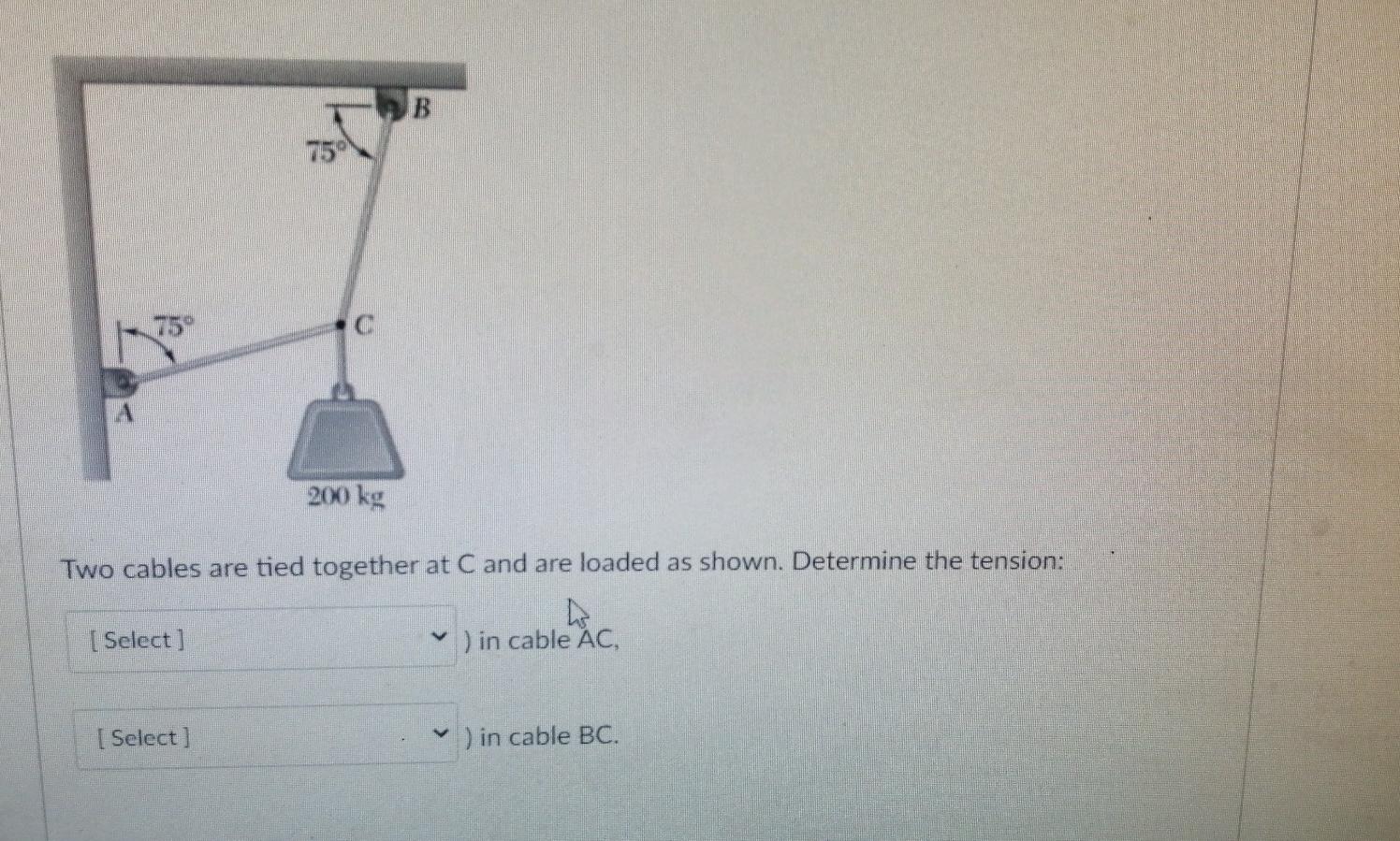 Solved Two cables are tied together at C and are loaded as | Chegg.com