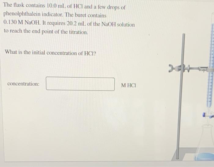 Solved The flask contains 10.0 mL of HCl and a few drops of | Chegg.com