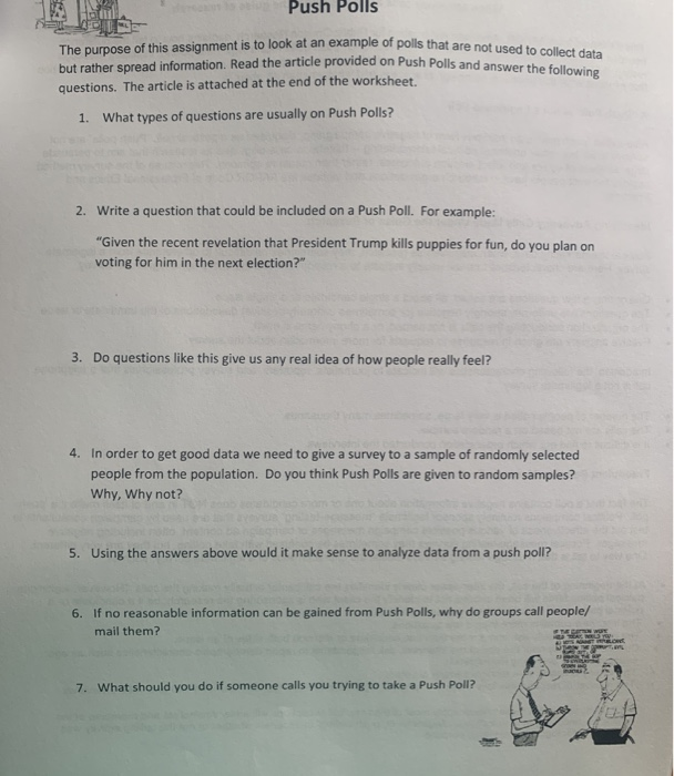 Push Polls look at an example of polls that are not | Chegg.com